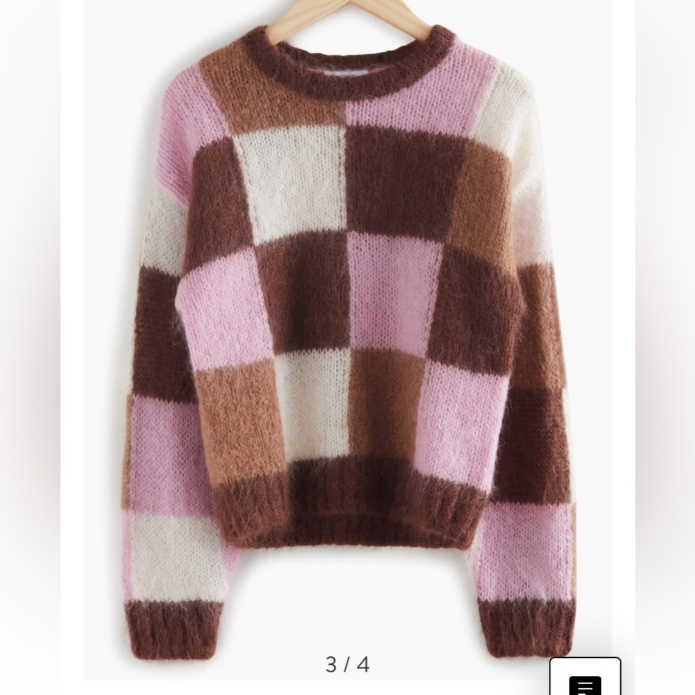 Checkered Crewneck Wool & Mohair Sweater - Gem